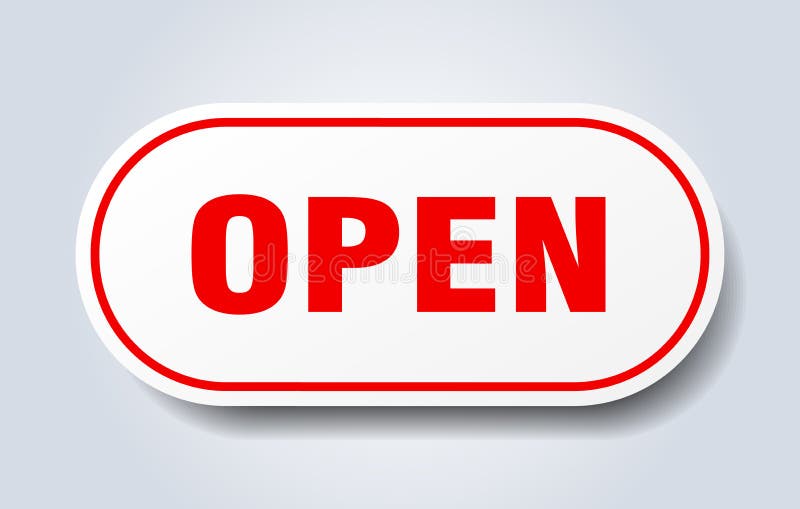 Open sticker. stock vector. Illustration of badge, website - 158775449