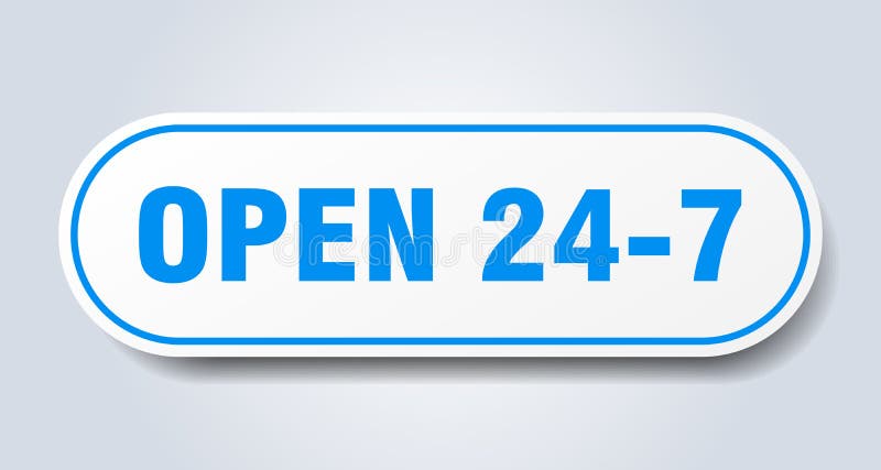 Open 24 7 sticker. stock vector. Illustration of open - 197154874