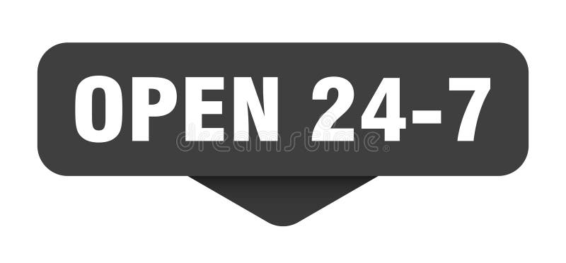 Open 24 7 Sticker. Open 24 7 Sign on Transparent Background Stock ...