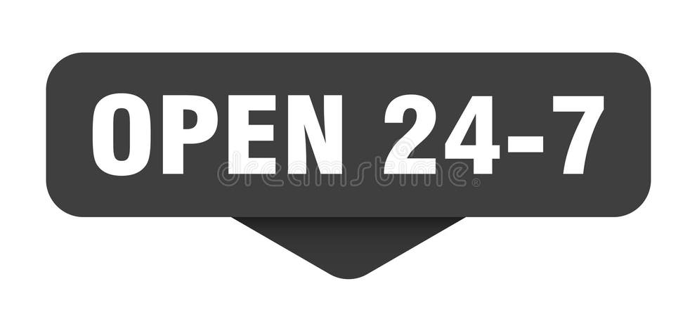 Open 24 7 Sticker. Open 24 7 Sign on Transparent Background Stock ...