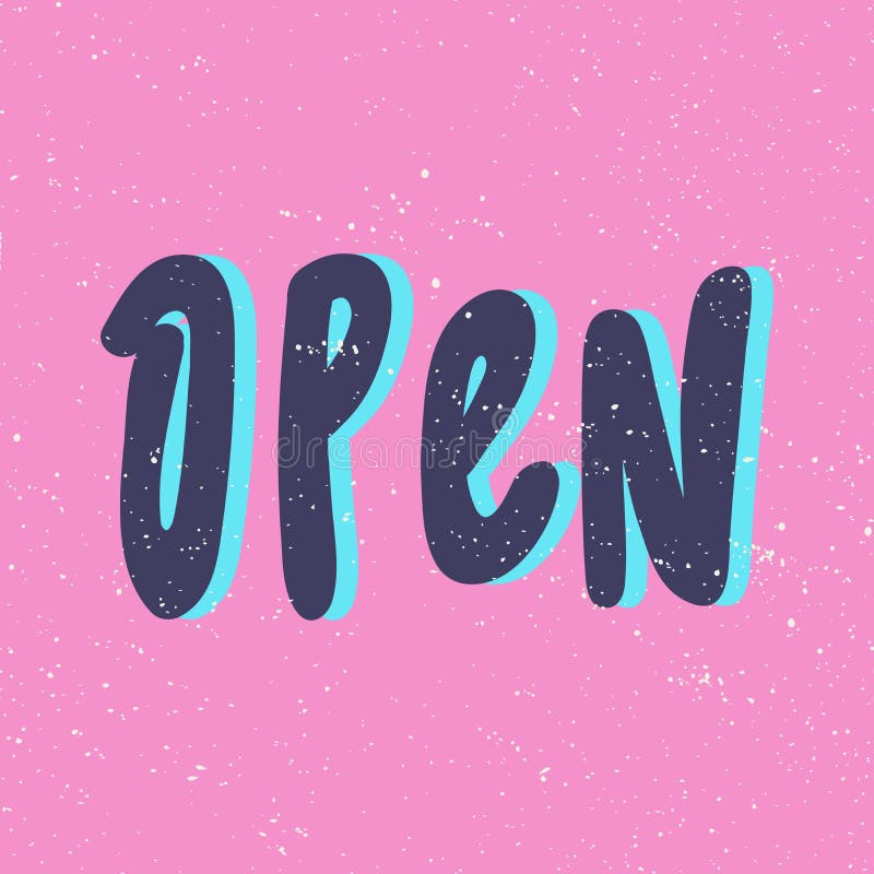 Open. Sticker for Social Media Content. Vector Hand Drawn Illustration ...