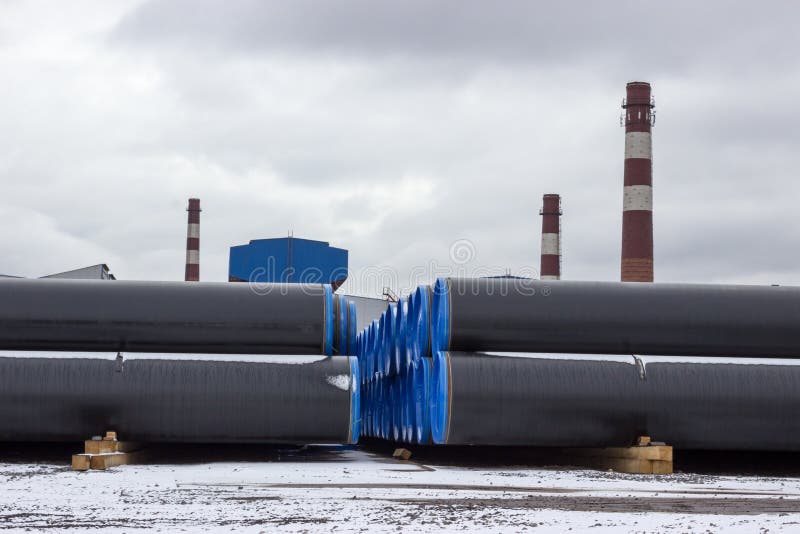 Steel Gas Pipes in Stack on Open Storage at an Factory Stock Image ...