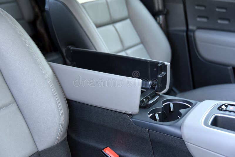 Open Storage Box between Front Car Seats Stock Image - Image of seat ...