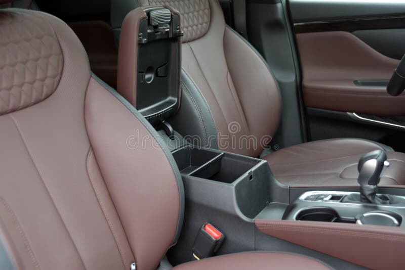 Open Storage Box between Front Car Seats Stock Photo - Image of ...