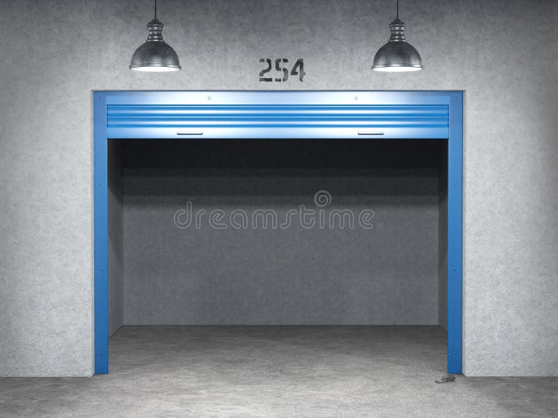 Open Storage Door in Empty Storage Stock Illustration - Illustration of ...