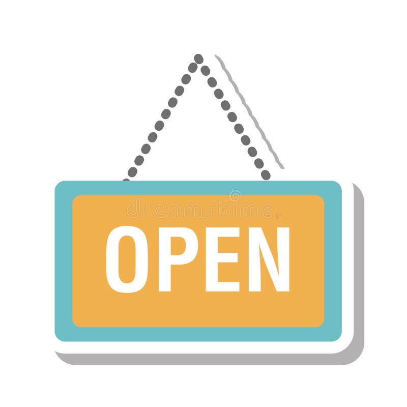 Open Store Label Isolated Icon Stock Vector - Illustration of office ...