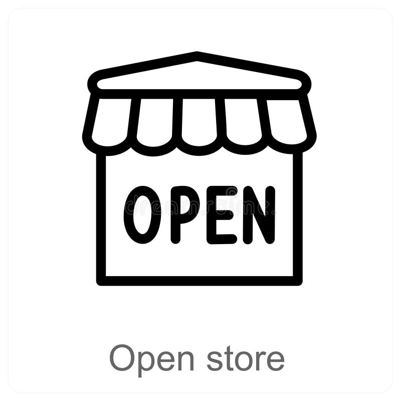 Open Store and Shop Icon Concept Stock Vector - Illustration of open ...