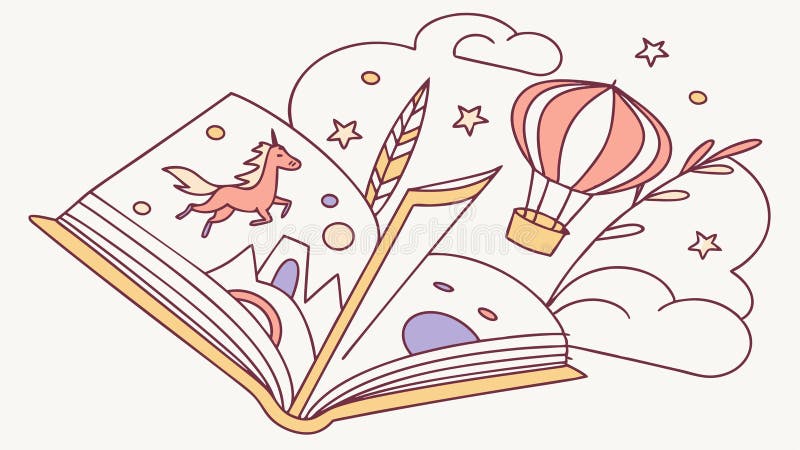 Open Storybook Fantasy Icon Vector Illustration, Imagination and Magic ...