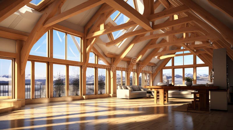 Open Structure Timber Frame Stock Illustration - Illustration of ...