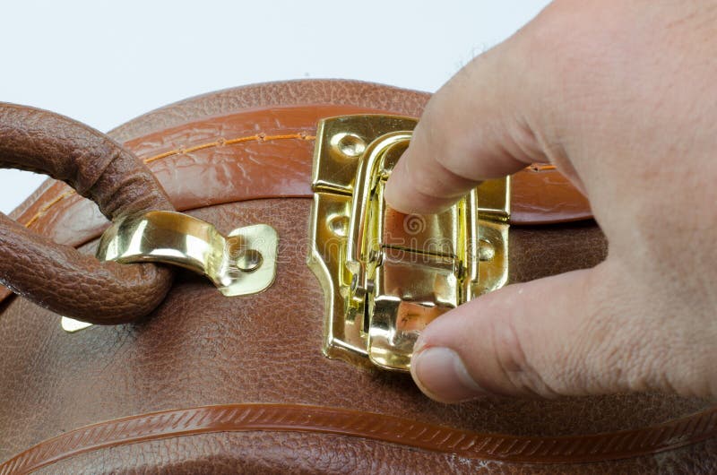 Open Suitcase Brown with Security Code Stock Image - Image of travel ...