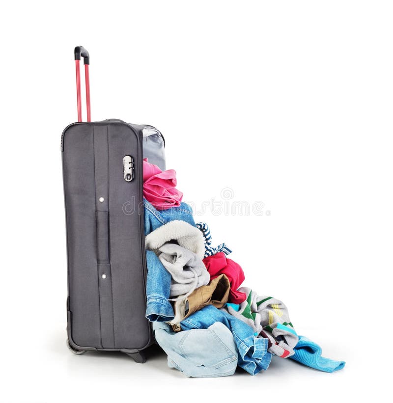 Open Suitcase with Clothing Isolated Stock Photo - Image of color ...