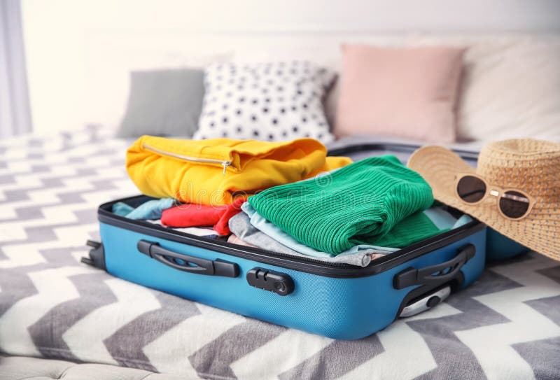 Open Suitcase with Different Personal Stuff Stock Photo - Image of ...