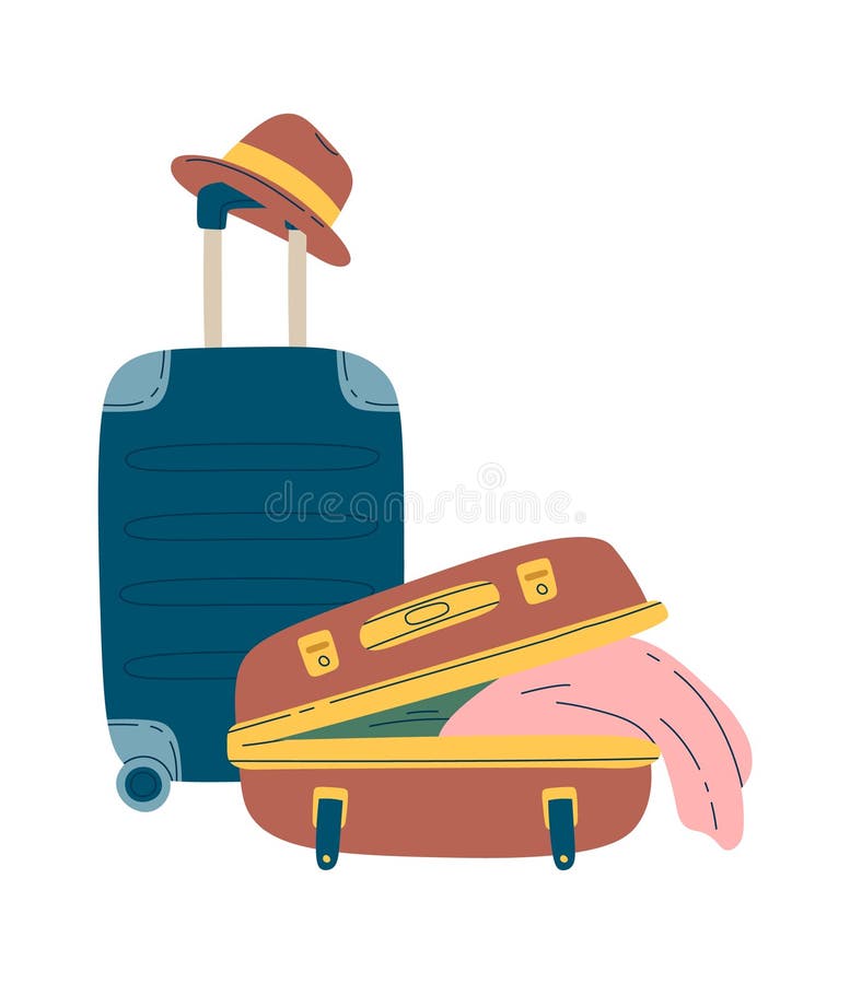 Open Suitcase Full of Clothes Flat Icon Stock Vector - Illustration of ...