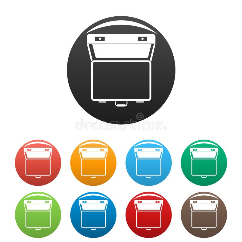 Open Suitcase Icons Set Color Stock Vector - Illustration of ...