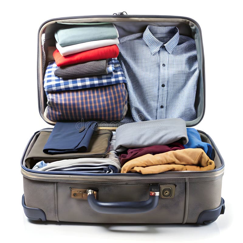 Open Suitcase with Neatly Folded Clothes Inside Stock Illustration ...