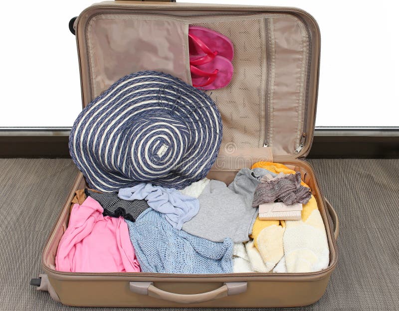 Open Suitcase Packed for Vacation Stock Image - Image of holiday ...