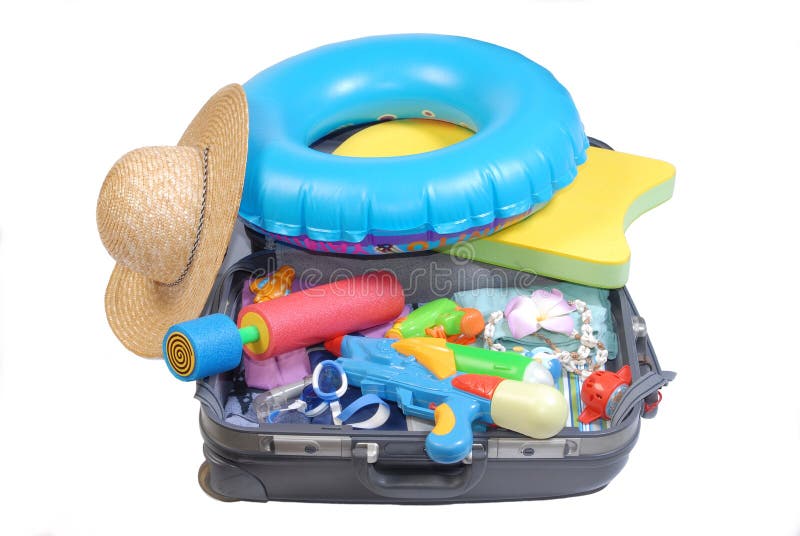 Open Suitcase with Vacation Items Stock Image - Image of isolated, trip ...