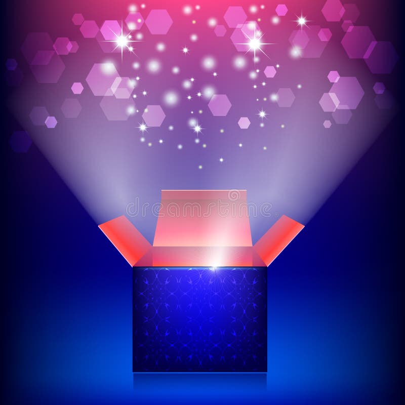 Open surprise box. stock vector. Illustration of decoration - 34615225