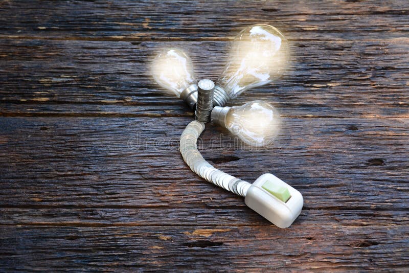 Open Switch for Turn on Light in Bulb Light and Coins for Idea a Stock ...