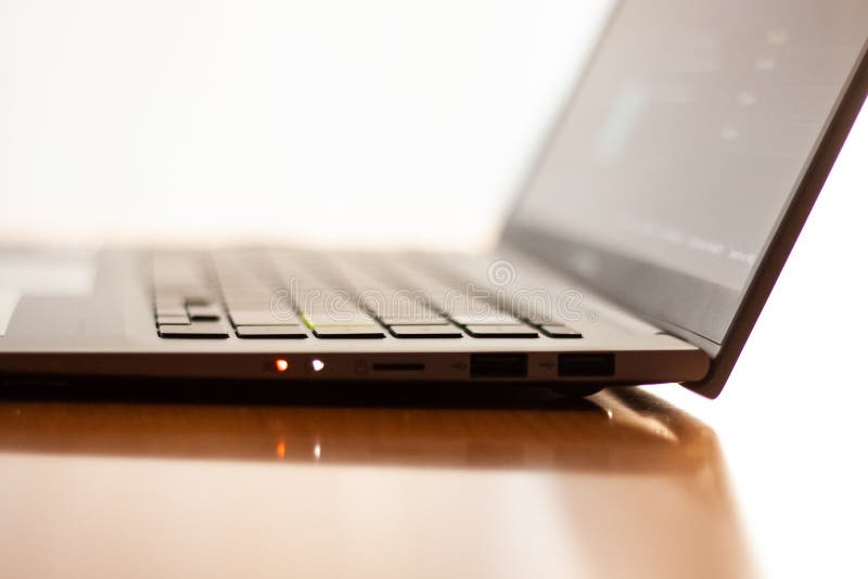 Open Switched Off Laptop in the Afternoon on the Table in the Office ...