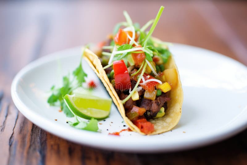 Open Taco with Succulent Fillings, Great for Culinary and Recipe Use ...