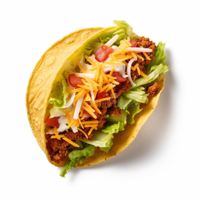 Delicious Taco: a Mouthwatering Delight on a White Background Stock ...
