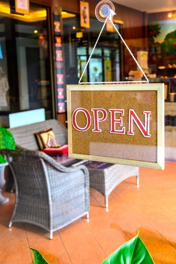 Open tag in coffee shop stock image. Image of food, restaurant - 46464221