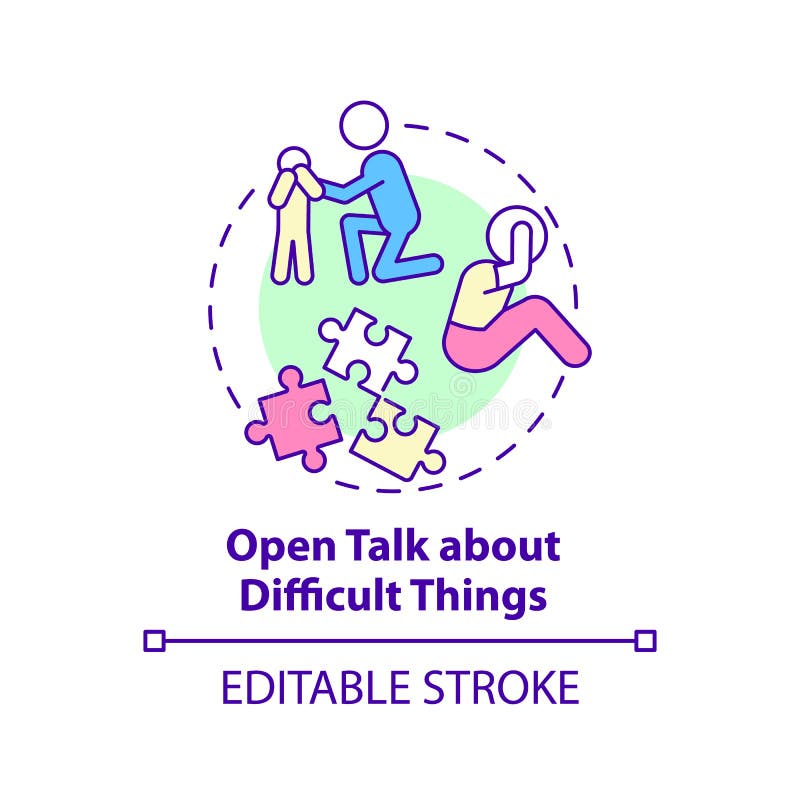 Open Talk about Difficult Things Concept Icon Stock Vector ...