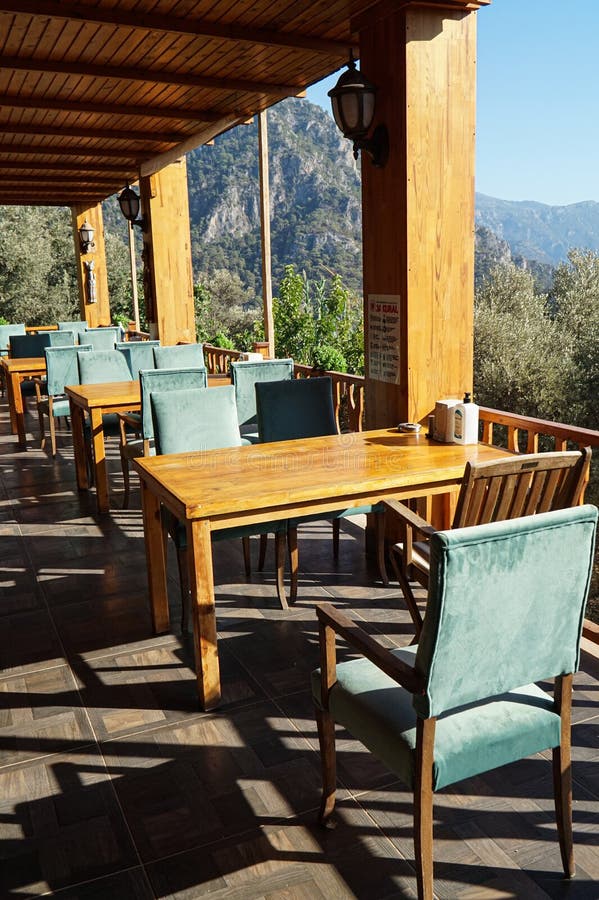 Open Terrace in the Restaurant in the Sunlight. Stock Photo - Image of ...