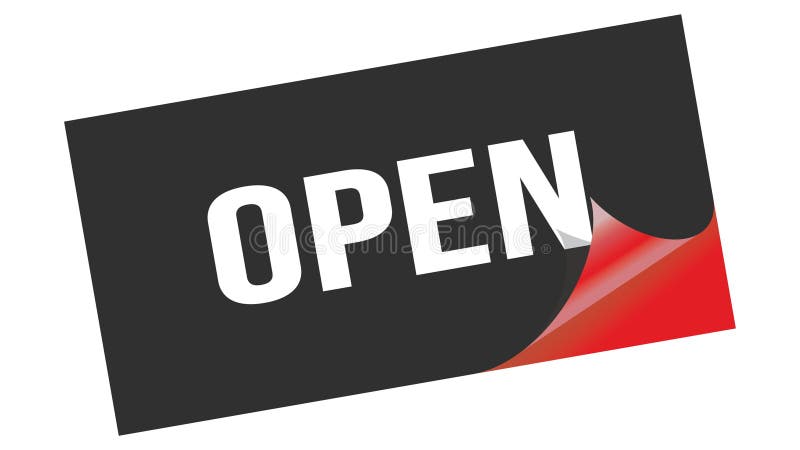 OPEN Text on Black Red Sticker Stamp Stock Illustration - Illustration ...