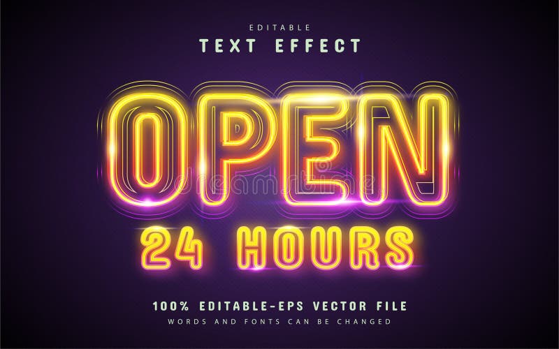 Open Text, Colorful Neon Text Effect Stock Vector - Illustration of ...