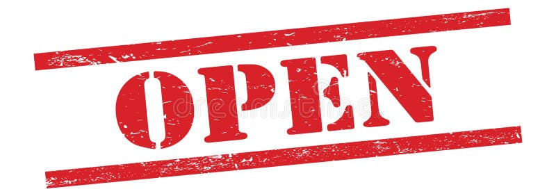 OPEN DAY Text on Red Trapeze Stamp Sign Stock Illustration ...