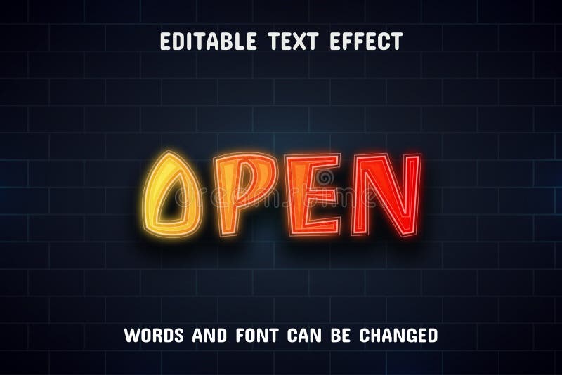 Open Text - Red Neon Text Effect Stock Vector - Illustration of ...