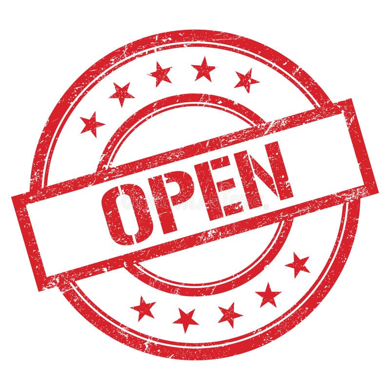 OPEN Text Written on Red Vintage Stamp Stock Illustration ...