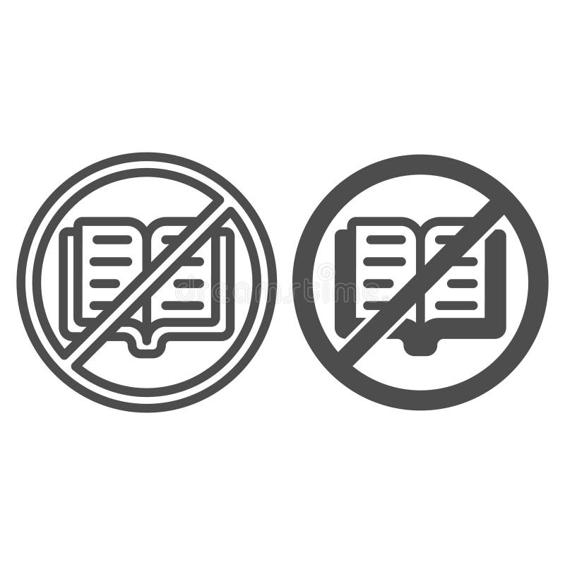 Open Textbook Ban Line and Solid Icon, Prohibited Elements Concept ...