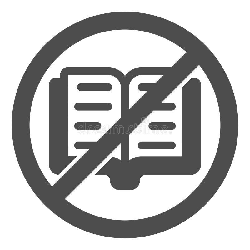 Open Textbook Ban Solid Icon, Prohibited Elements Concept. Vector ...