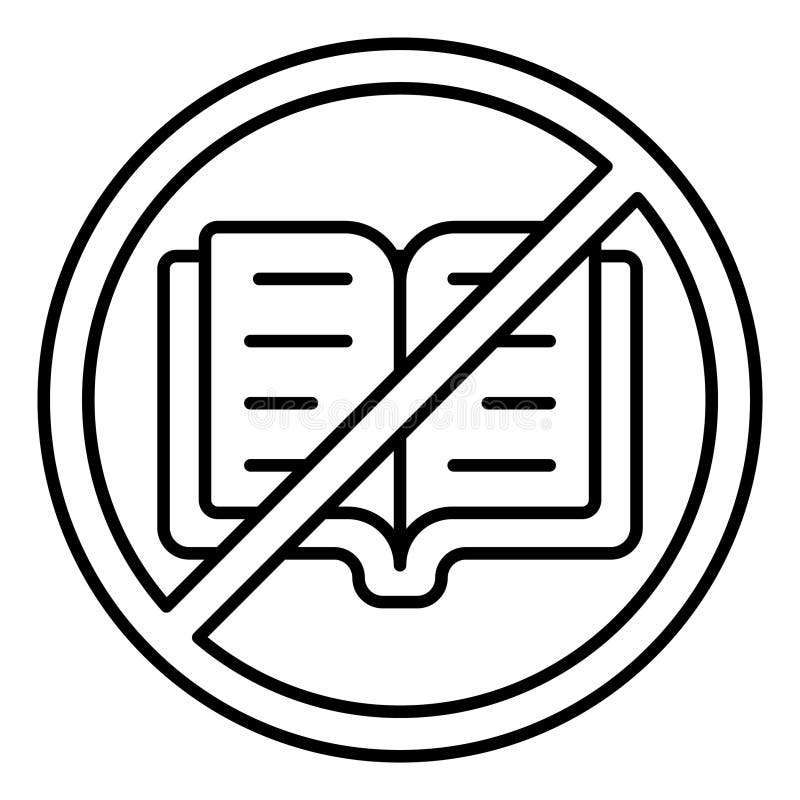 Open Textbook Ban Thin Line Icon, Prohibited Elements Concept. Vector ...