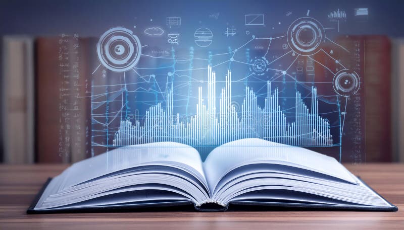 Open Textbook with Detailed Diagrams and Text Stock Illustration ...