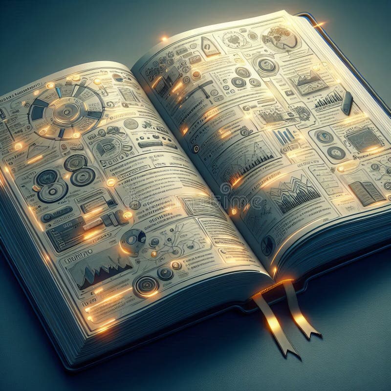 Open Textbook a Detailed Shot of an Open Textbook with Highlight Stock ...