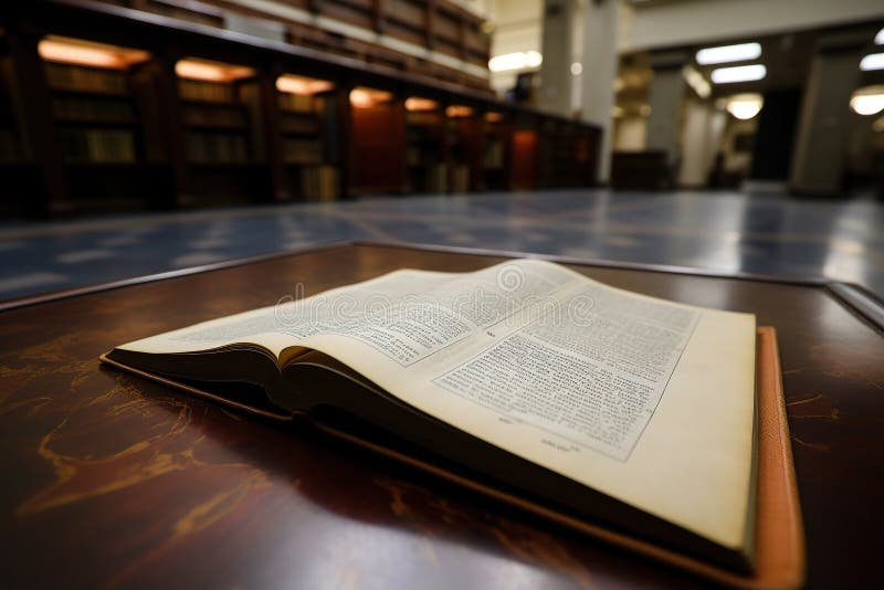 An Open Textbook in a Library. Stock Illustration - Illustration of ...