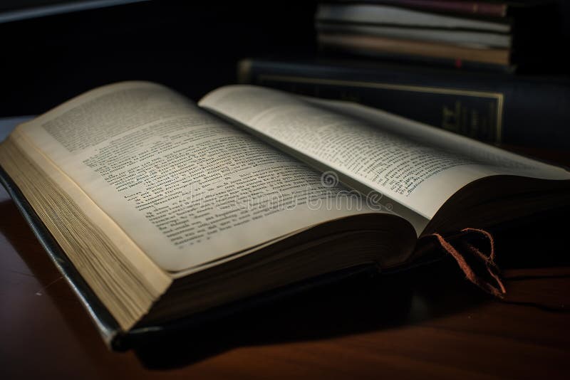 An Open Textbook in a Library. Stock Illustration - Illustration of ...