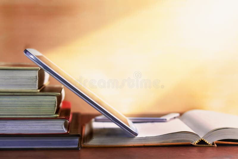 Open Textbook and Notepad on the Table. Stock Photo - Image of ...