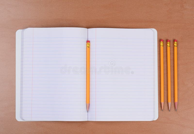 Open Theme Book with Pencils Stock Photo - Image of page, open: 43005238