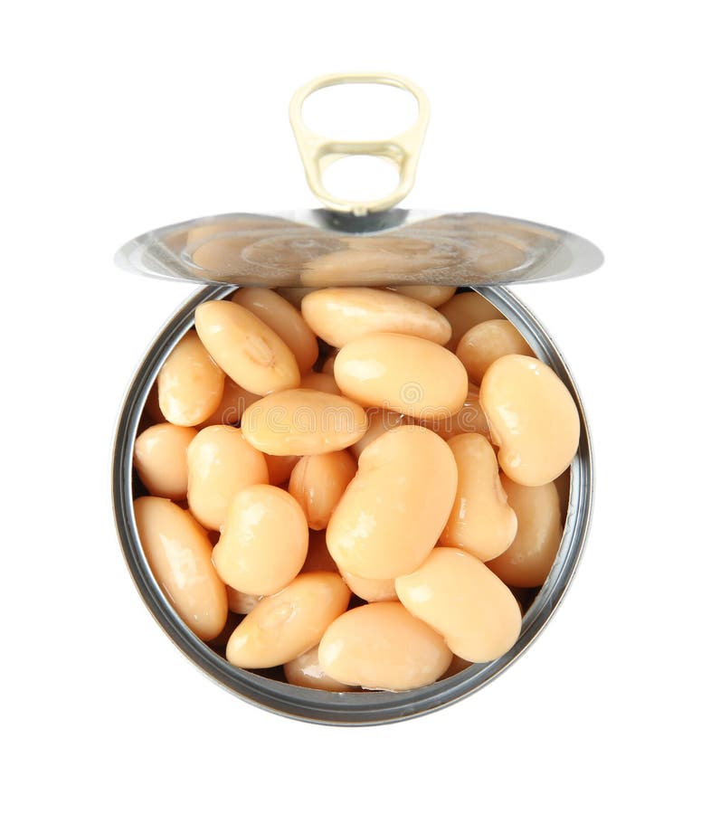 Open Tin Can of Beans Isolated on White Stock Image - Image of isolated ...