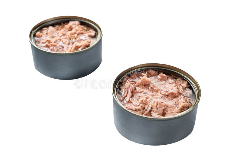 Canned Tuna Chunks in Olive Oil Ready for Eat. Isolated on White ...