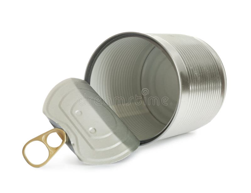 Open Tin Can Isolated on White, for Design Stock Photo - Image of ...