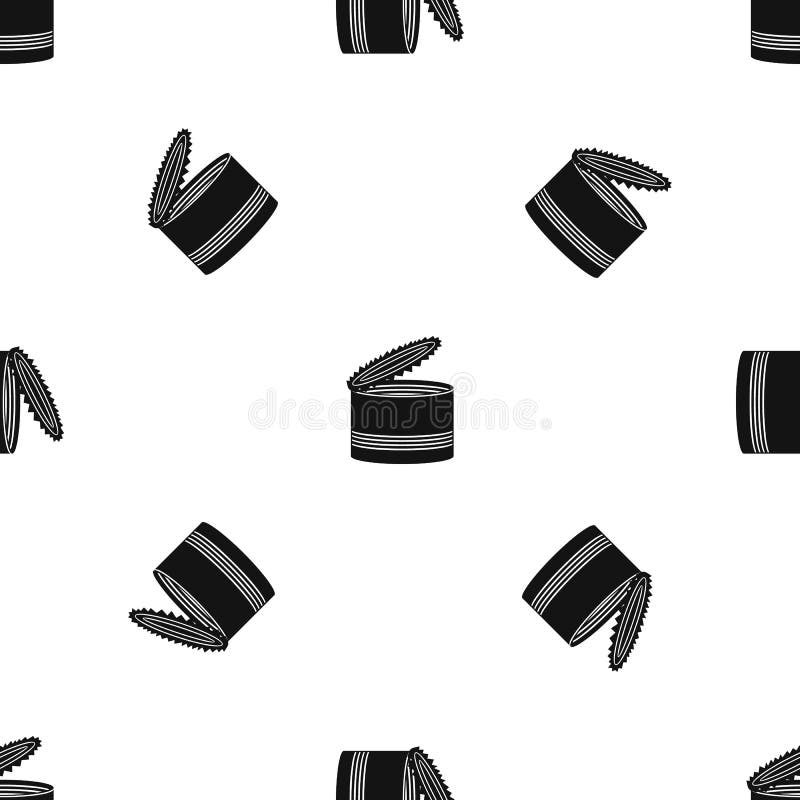 Open Tin Can Pattern Seamless Black Stock Vector - Illustration of ...