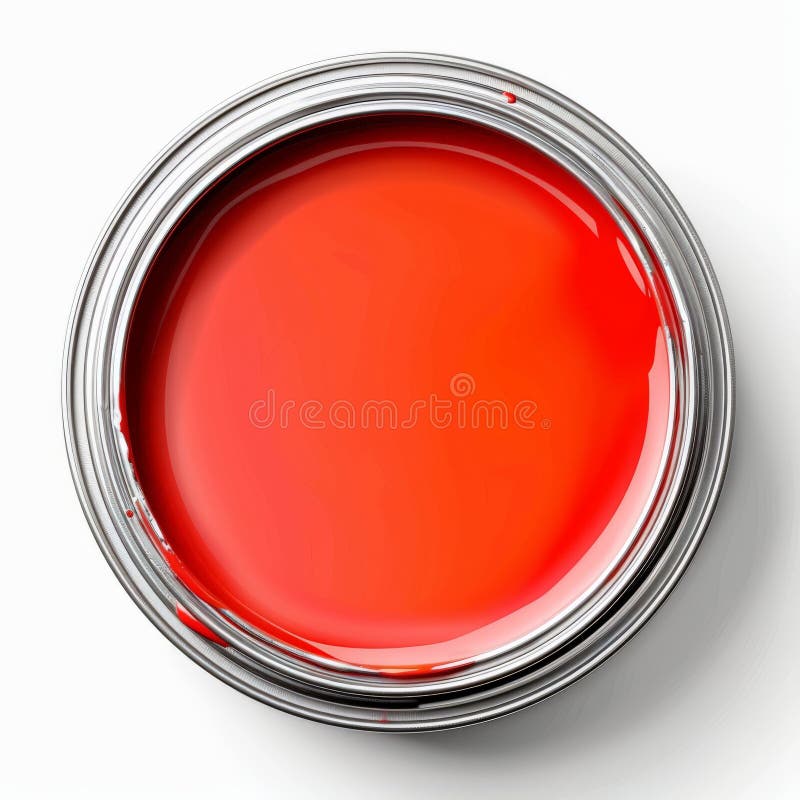 An Open Tin Can Reveals a Pool of Bright Red Paint, Its Glossy Surface ...