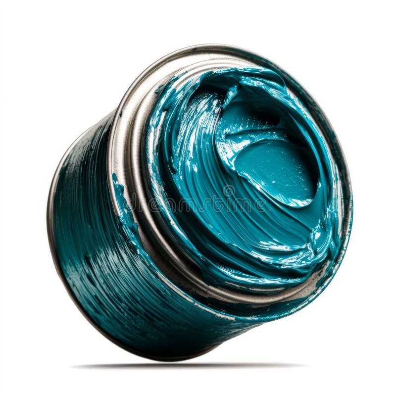 An Open Tin Can Reveals Vibrant Blue Paint Against a Pristine White ...