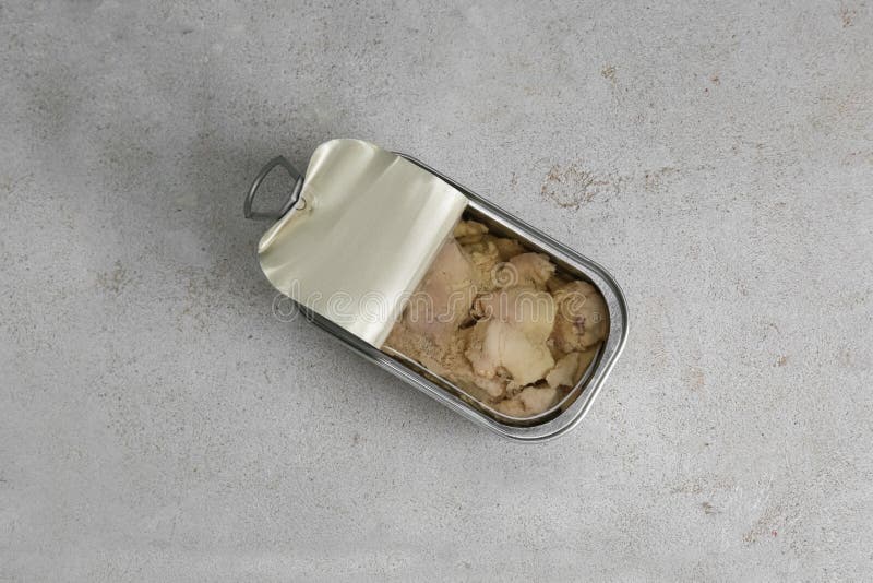 Open Tin Can of Tasty Cod Liver on Textured Table, Top View Stock Image ...